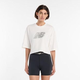 New Balance Damen Lace NB T-Shirt in Wei&szlig;, Baumwolle, Gr&ouml;&szlig;e XL
