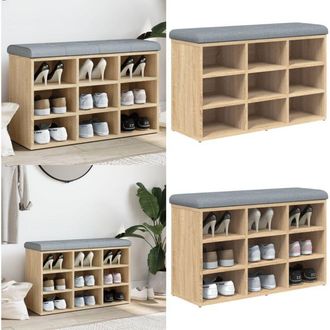 vidaXL Banc &agrave; chaussures ch&ecirc;ne sonoma 82x32x50 cm bois ding&eacute;nierie - Banc Chaussure - Banc Entr&eacute;e - Rangement Chaussures - Meuble Hall - Banc Coffre - Home