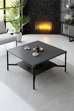 Dmora Couchtisch Alshain 80x80x40 cm Schwarz EIN Fach