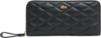 Lacoste Femme, Accessoires, Noir, Taille: ONE Size Grand porte-cartes Crocodelle en cuir