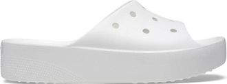 Crocs Classic Plateau-Slipper f&uuml;r Damen, Plateau-Sandalen, Wei&szlig;, Damengr&ouml;&szlig;e 33-34