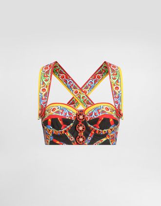 Dolce & Gabbana Top Aus Popeline Mit Carretto-print - Frau Blusen Und Tops Mehrfarbig 36