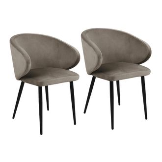 SVITA Audrey 2er Set Esszimmerst&uuml;hle K&uuml;chen-Sessel mit Armlehne Samt Taupe
