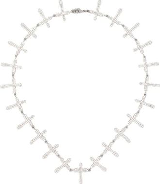 Darkai Darkai, Homme, Accessoires, Gris, Taille: ONE Size Collier &agrave; maillons crois&eacute;s orn&eacute; de cristaux