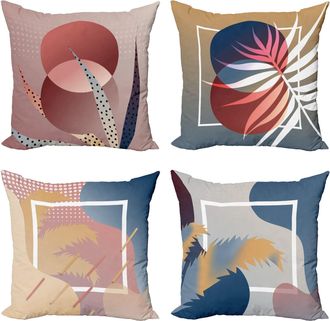 Abakuhaus Tropisch Dekokissen Kissenbezug 4er Pack, Farbenfrohe Hawaii-Insel Modern Accent Doppelseitiger Digitaldruck, 50 cm x 50 cm, Helles Rostblau