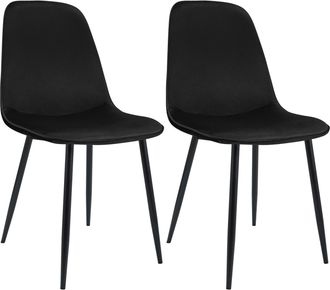 Clp Esszimmerstuhl 2er Set gepolstert Maryam, Küchenstuhl mit Rückenlehne und schwarzem Metallgestell, bis 150 kg belastbar, Farbe:schwarz, Material:Samt