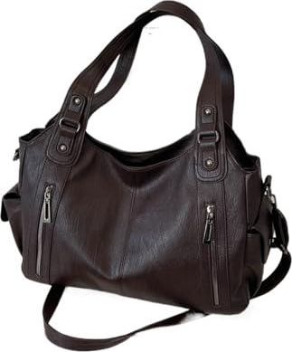Generic Sac à main pour femme - Grande capacité - Sac fourre-tout Stylsih - En cuir souple - Pour femme, café, Taille unique