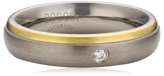 Boccia Damen-Ring Titan teilvergoldet Diamant (0.03 ct) Brillantschliff wei&szlig; Gr. 55 (17.5) - 0130-1255