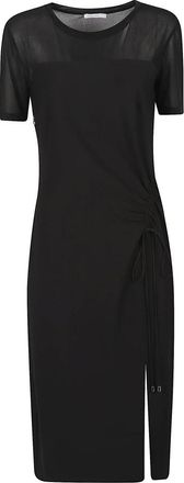 Patrizia Pepe Femme, Robes, Noir, Taille: 40 FR Short Sleeve Midi Dress