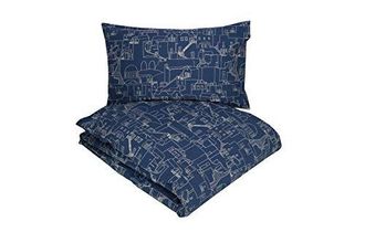 Gabel Bettbezug für französisches Bett iOS, Blau