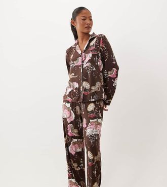 Chelsea Peers ensemble de pyjama boutonn&eacute; &agrave; imprim&eacute; l&eacute;opard neutre-Multi