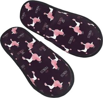 Generic Slippers Petit Chien Caniche Princesse Unisexe Pantoufles En Coton Cozy Hiver Chausson Pour Femmes Camping Invit&eacute; M