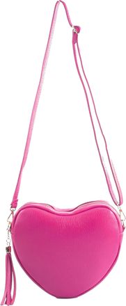 modamoda.de T267 Damen Leder Herzf&ouml;rmige Umh&auml;ngetasche Schultertasche, handmade in Italy (Pink)