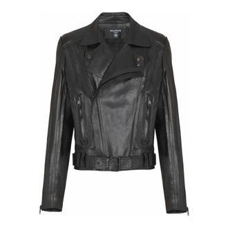 Balmain Homme, Vestes, Noir, Taille: XL Veste biker l&eacute;g&egrave;re en cuir dagneau
