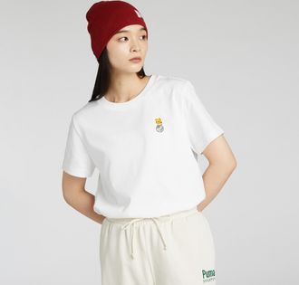 Puma T-shirt manches courtes &agrave; motif NEKOSAN x HOOPS DYLAN Unisexe, V&ecirc;tements, Blanc, M