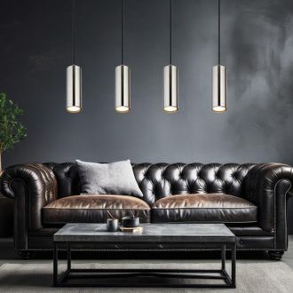 Globo Lighting Lampe &agrave; suspension salon moderne led lampe de table &agrave; manger chrome, 4 flammes m&eacute;tal, led 3 watts 250 lumen 3000 Kelvin blanc chaud, LxlxH 65x6x120 cm