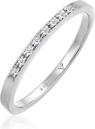 Elli Ringe - Ring Bandring Verlobung Diamant (0.04 ct) 585 Weiß - Gr. 52 MM - in Weiß - für Damen