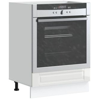 vidaXL vidaXL Armoire &agrave; four Porto blanc brillant bois ding&eacute;nierie