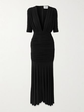 Tove Yana Maxikleid Aus Stretch-jersey Mit Raffungen - Schwarz