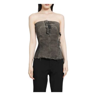 Rick Owens Femme, Tops, Gris, Taille: 38 FR Top En Jean Bustier