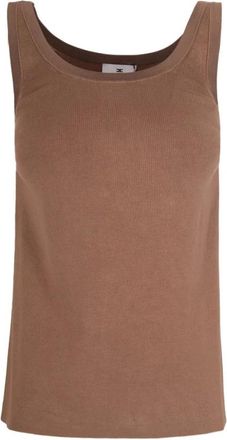 Elisabetta Franchi Femme, Tops, Brun, Taille: 38 FR Top en maille avec bandes en viscose brillante