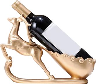 Generic Weinflaschenhalter mit Rentier, Weinflaschenhalter mit Hirsch | Weinflaschenhalter mit Rentierstatue zum Ziehen eines Wagens | Vintage Deko Organizer 