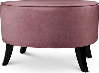 MG Design Ovaler Samt-Hocker 62 x 72 cm in Rosa mit Holzbeinen - Gepolsterter Fu&szlig;hocker f&uuml;r Wohnzimmer oder Schlafzimmer