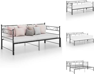 vidaXL Tagesbett Ausziehbar Schwarz Metall 90x200 cm - Tagesbett - Schlafsofa - Ausziehbett - G&auml;stebett - Doppelbett