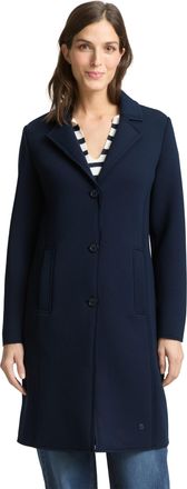 Tom Tailor Kurzmantel TOM TAILOR, Damen, Gr. M, blau (sky captain blau), Web, Obermaterial: 67% Polyester, 25% Viskose, 8% Elasthan, unifarben, regular fit kniel