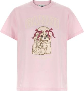 Ganni Femme, Tops, Rose, Taille: 34 FR T-shirt avec imprim&eacute; caniche