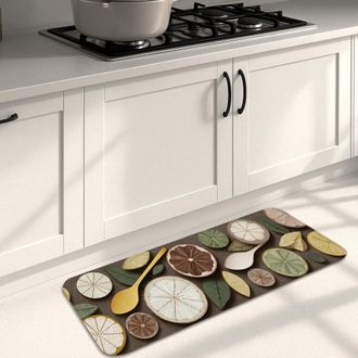 Generic Küchenmatte mit Fruchtmuster, Küchendekoration, Zitrus-Stil, gepolstert, rutschfest, waschbar, für Küchenspüle, Waschküche, Badezimmer, 40,6 x 119,4 c
