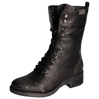 Mustang Jeans Damen Stiefelette Boot Stiefel Schn&uuml;rung Blockabsatz 1293-510, Gr&ouml;&szlig;e:36 EU, Farbe:Schwarz