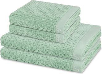 ROSS Harmony 4er Set Handt&uuml;cher - 2X Handtuch & 2X Duschtuch - Walkfrottee 520g/m&sup2;, 100% Baumwolle, hautfreundlich, saugstark & pflegeleicht - Elegante Sti