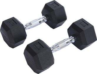 Endless Pair of 6 Kg (2 * 13 LB) Hexagon Rubber Coated Dumbbell | Black | Material: Iron and Rubber | Perfect for Bodybuilding, Fitness, Weight Lifting and Tr