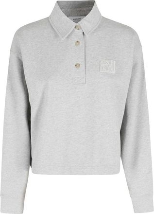 Maison Kitsun&eacute; Femme, Sweatshirts et sweats &agrave; capuche, Gris, Taille: 40 FR Stamp Polo SweaT-shirt