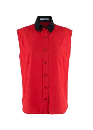 Prada Red Button-down Sleeveless Cotton-poplin Shirt Size XS