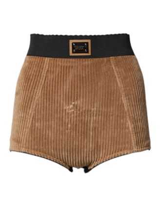 Dolce & Gabbana Womens Brown Cotton High Waisted Hot Pants Shorts Cotton+elastane+polyamide