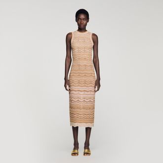 Sandro Robe longue en maille fantaisie