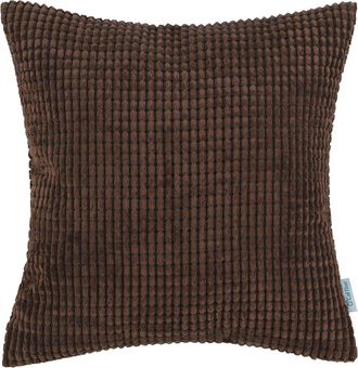 CaliTime Kissenbezüge Kissenhülle Kissenbezug Komfortabler Supersoft Corduroy Corn Striped Both Sides Dekokissenbezug 45cm x 45cm Kaffee