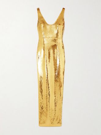 New Arrivals Manu Robe Aus Satin Mit Pailletten - Gold