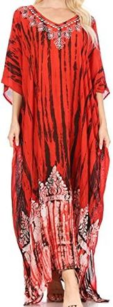 Sakkas 1902 - Tacy Femmes Casual Maxi Dress Boho été Caftan Cafetan-Cache-Maillot LougeWear - Noir Bordeaux - OS