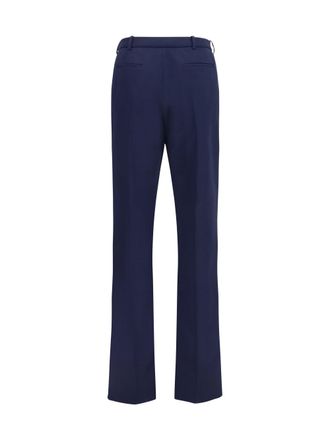 Balenciaga Womens Slim Tailored Pants Navy Merino Wool Ovis Aries Trousers