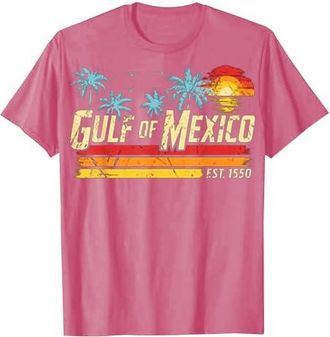 Generic T-shirts d&eacute;t&eacute; pour femmes du golfe du Mexique 2025 &agrave; manches courtes tendance d&eacute;contract&eacute;s hauts sortant vintage coupe ample mignon r&eacute;tro pour dames t