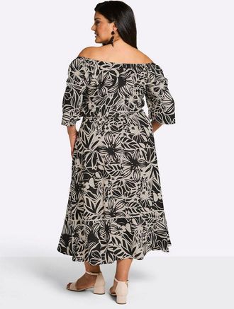 Sheego Strandkleid Maxikleid Kurzarm