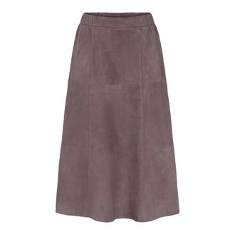 Notyz Midi-Rock in A-Linie aus Wildleder - - Skirts - Damen - Grau - XL