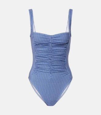 Karla Colletto Maillot de bain fronc&eacute; &agrave; carreaux vichy