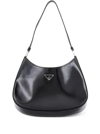 Prada Cleo Shoulder Bag Spazzolato Leather Medium hobo bag - Noir