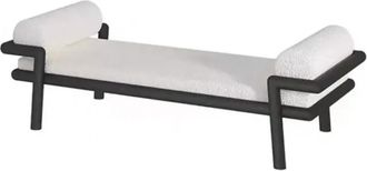 Generic Moderne Metall-Bettbank, Gepolsterte Schuhbank Aus Baumwollleinen for Den Eingangsbereich Mit Armlehnen for Wohnzimmer Und Schlafzimmer(White a,Width 