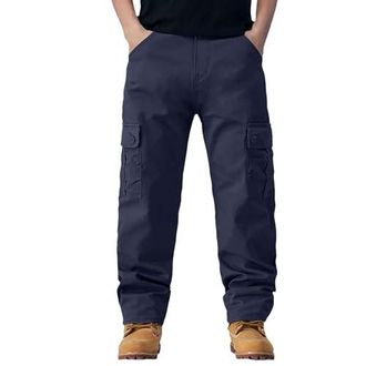 Generic Pantalon cargo doubl&eacute; en polaire thermique pour homme - Taille &eacute;lastique - Pantalon de travail chaud r&eacute;sistant &agrave; leau - Pantalon thermique pour la mar