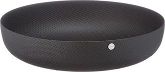 Alessi JM17/21 BT - Runder Designkorb, Buntstahl mit Epoxidharz und Reliefschmuck, Schwarz, 21 cm